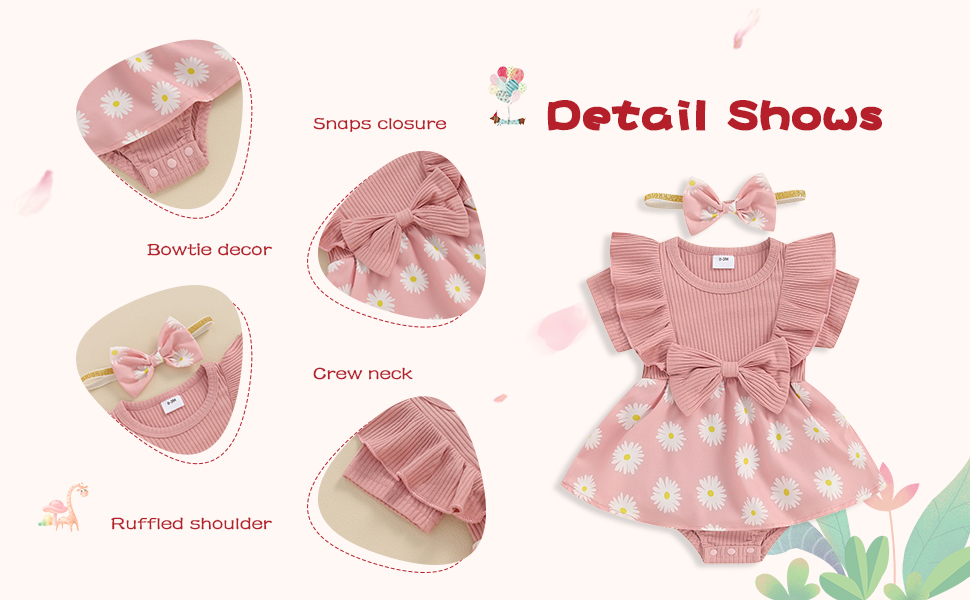 Amazon.com: Douhoow Infant Baby Girl Romper Baby Girl Dress Floral Pleated Romper Baby Girl ...