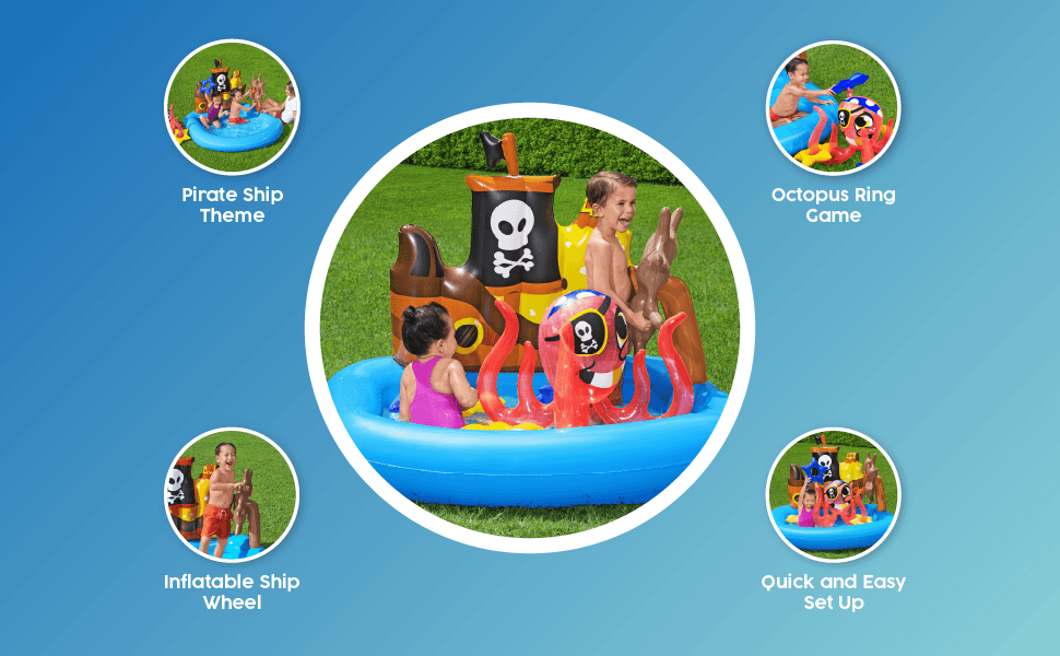 Bestway Ships Ahoy Water Play Centre | Kids Pirate Inflatable Water ...