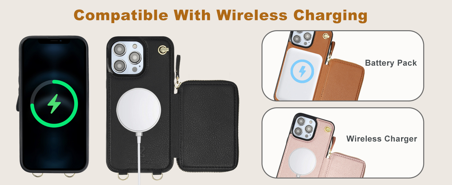 Amazon.com: Bocasal for MagSafe Crossbody Wallet Case Compatible with iPhone 16 Pro Max, RFID ...