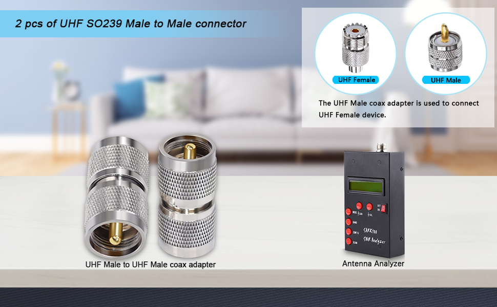 TUOLNK UHF Coax Connector PL259 Male to Male Coaxial Adapter PL-259 for Extension Cable 2pcs ...