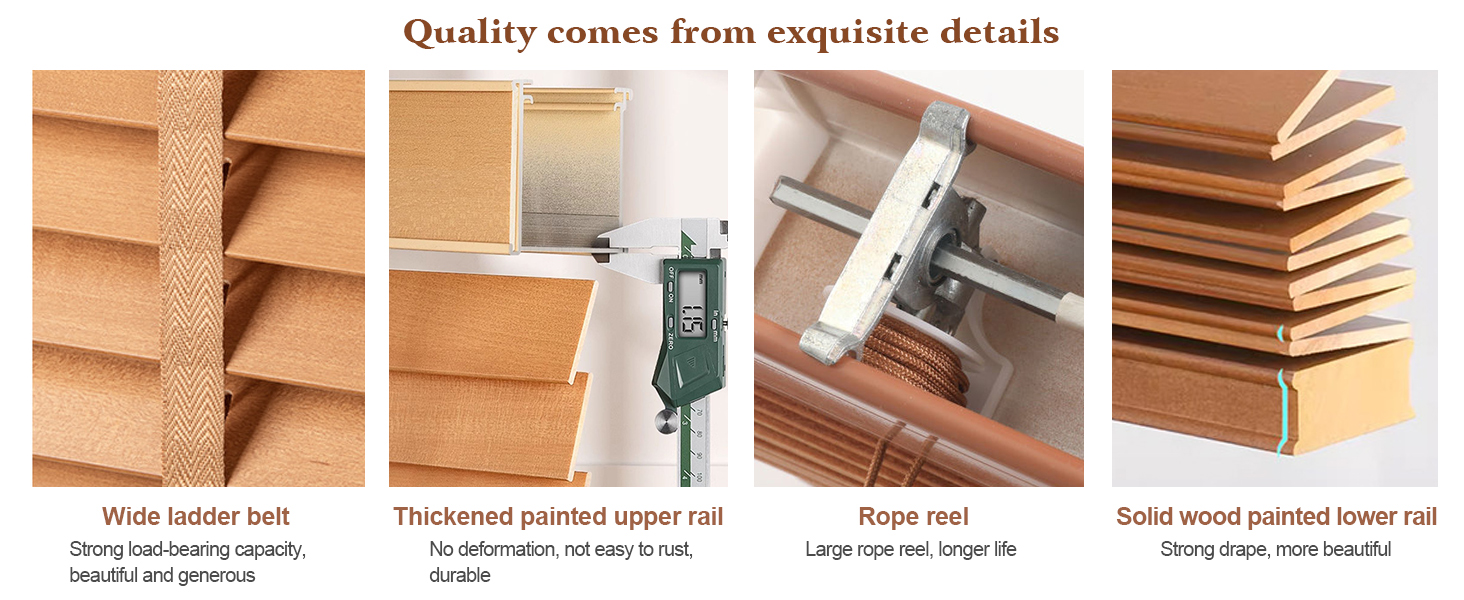 Amazon.com: EVOZEN 2" Slats Wood Blinds for Indoor Windows, Custom Wood ...