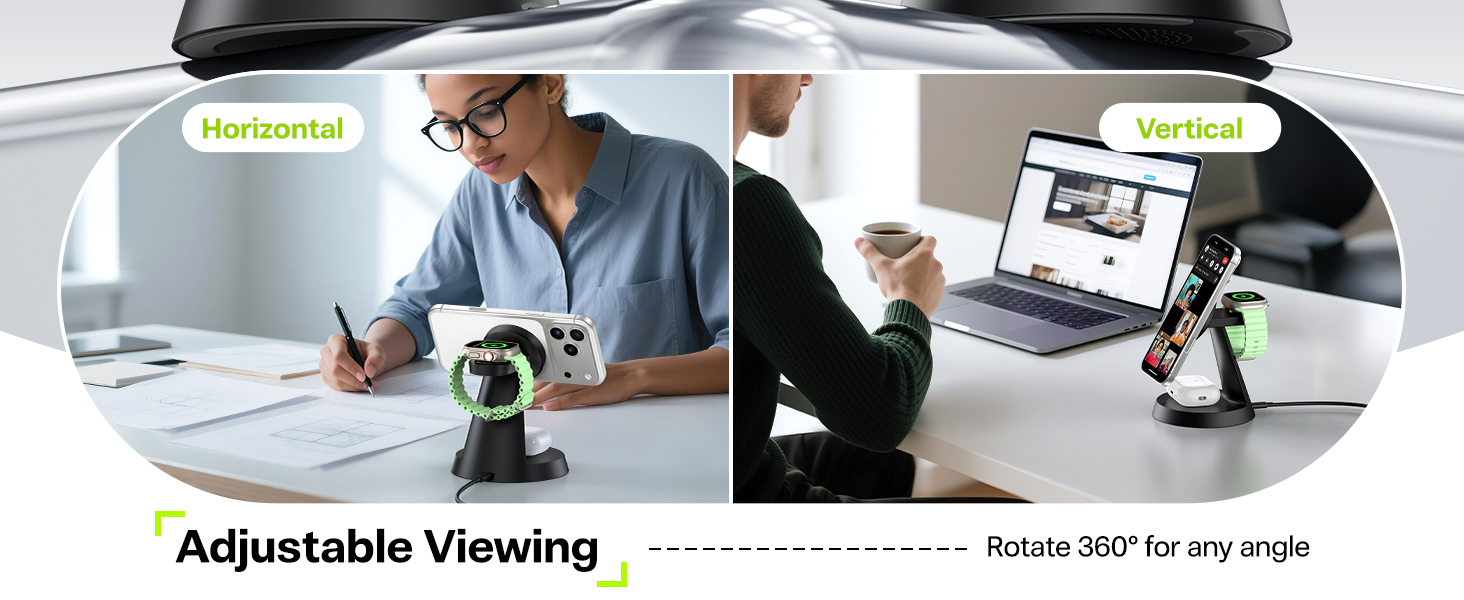 Amazon.com: 3 in 1 Charging Station Compatible with MagSafe Charger for Apple, 15W Fast Charger ...