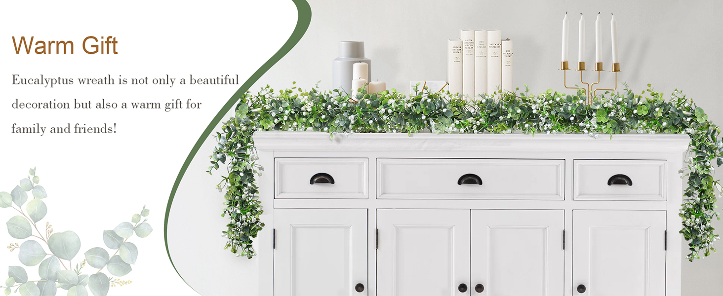 Amazon.com: SOMYTING Artificial Eucalyptus Garland 2 Packs 6Ft Faux Eucalyptus Garlands ...