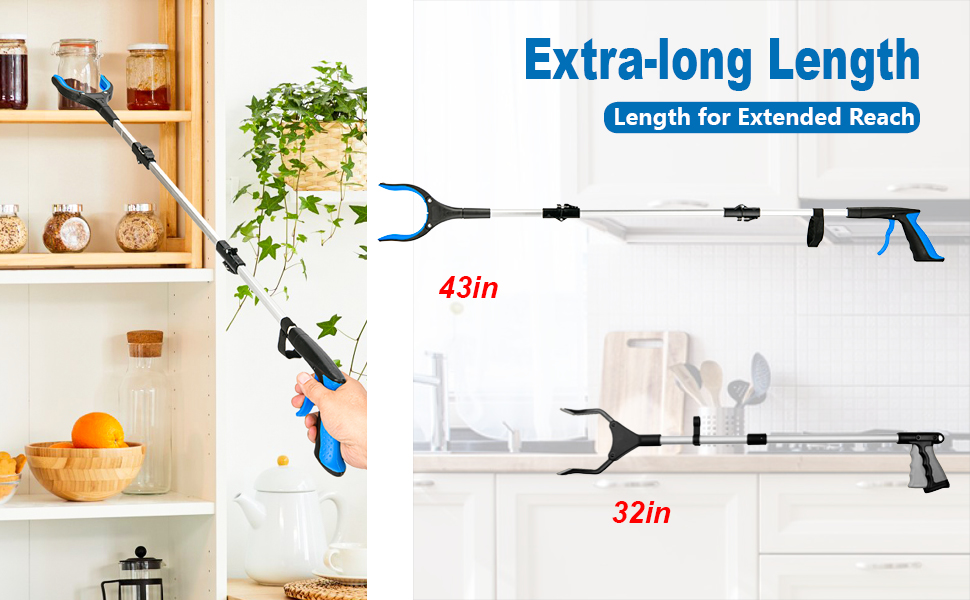 Amazon.com: 2-Pack 43 inch Extra Long Grabber Reacher Tool,Foldable Reacher Grabber Pickup Tool ...