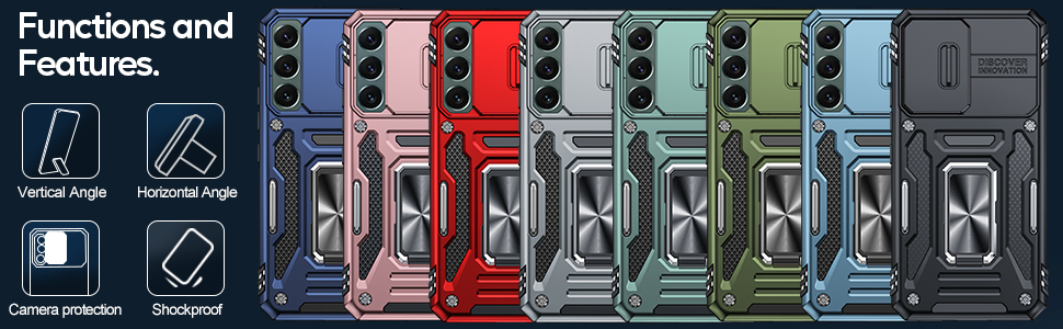 LeYi Armour Case Samsung Galaxy S22 5G, Samsung S22 Case with Camera Lens Cover Slider, Ring ...