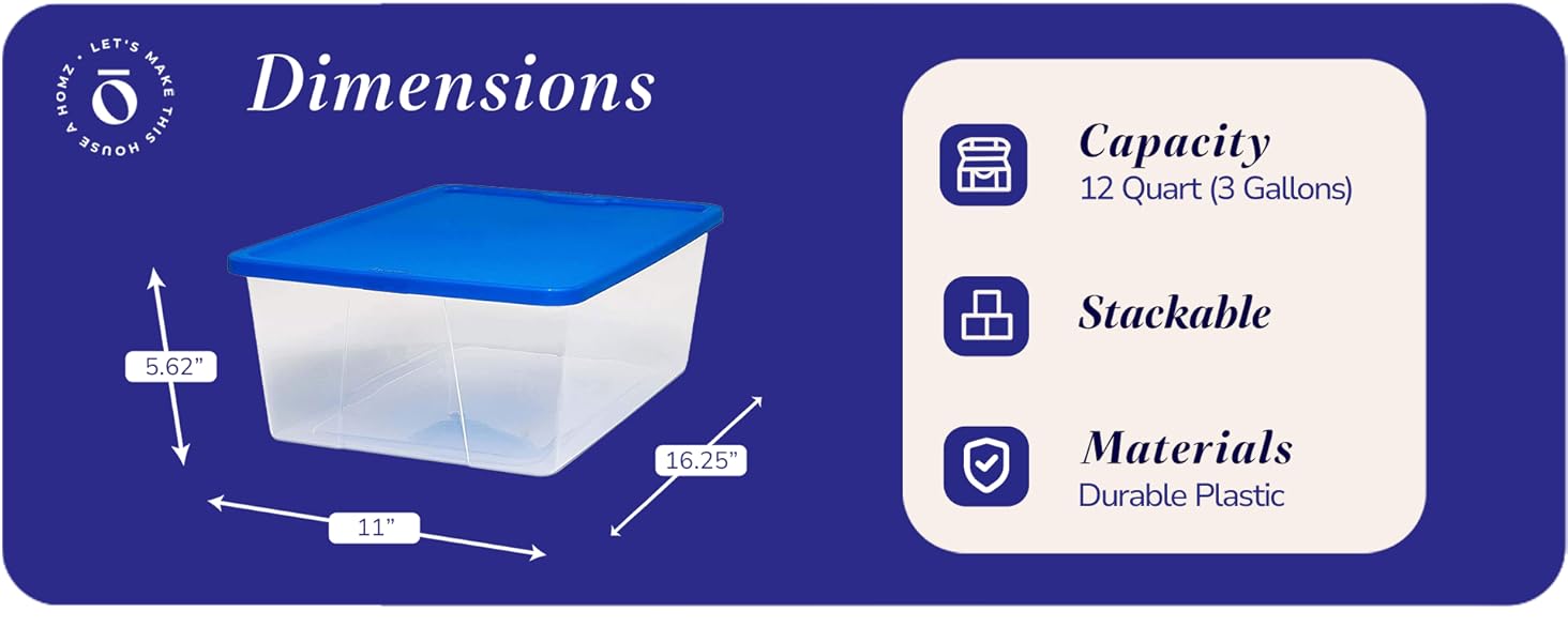 Amazon.com - HOMZ 4 Pack Storage Bins, Clear Plastic Organizing ...