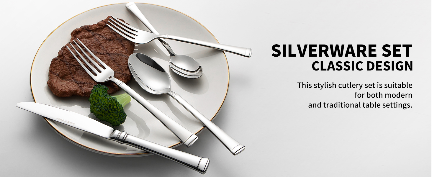 Amazon.com | Silverware Set Service for 12, 18/10 Stainless Steel, 65 Piece Set, Flatware ...