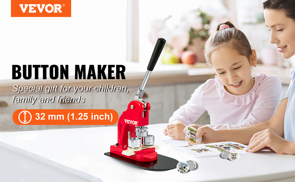 Amazon.com: VEVOR Button Maker Machine, 32 mm (1.25 inch) Badge Punch Press Kit, Children DIY ...
