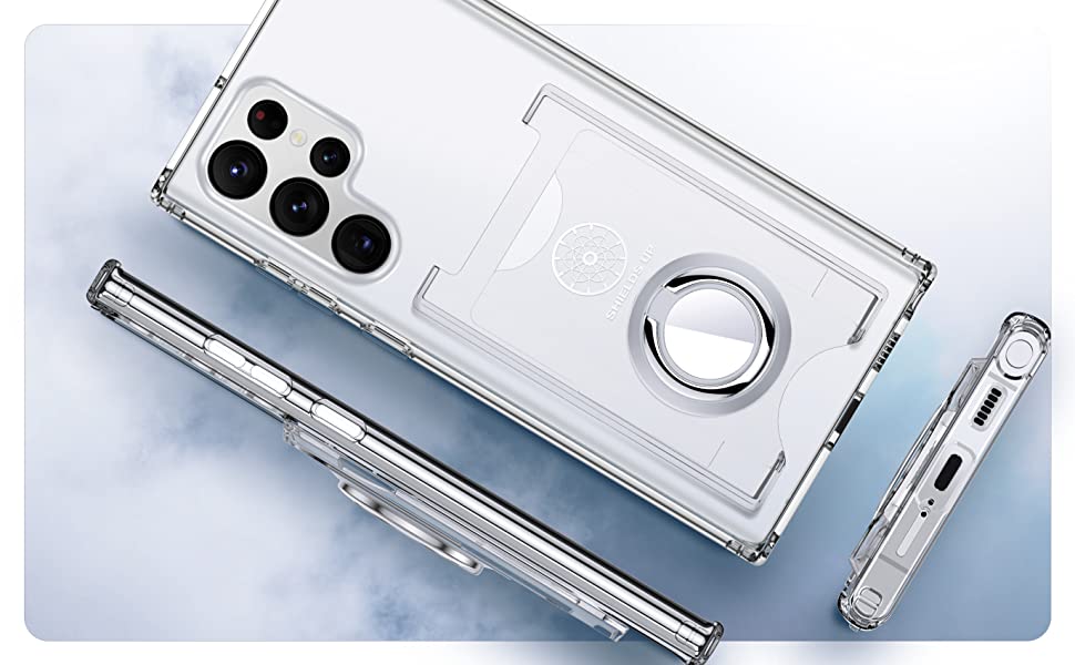 SHIELDS UP Designed for Samsung S23 Ultra Case, Minimalist Wallet Case with Ring Kickstand and ...