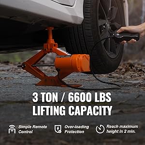 VEVOR Electric Car Jack, 3 Tons /6600 lbs 12V Electric Scissor Jack, Double Saddles with Remote ...