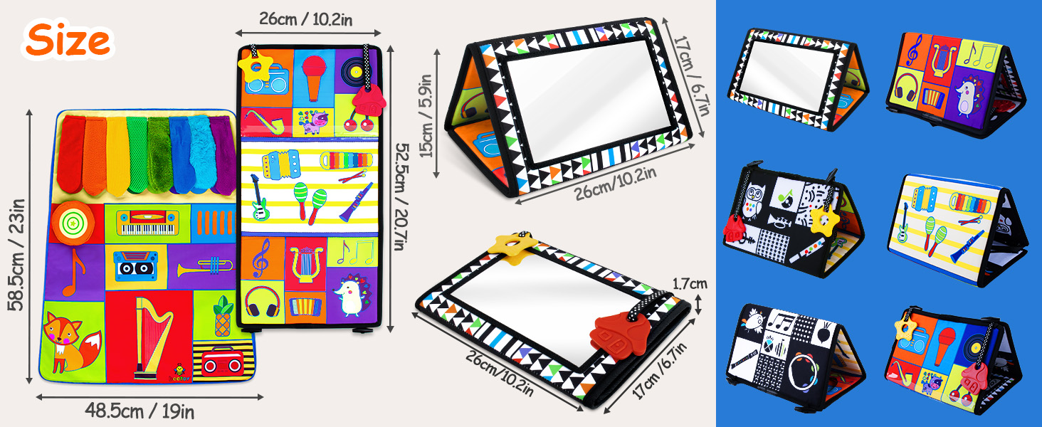 Amazon.com: beetoy Tummy Time Baby Mirror Toys, Black and White High Contrast 0 3 6 Months Baby ...