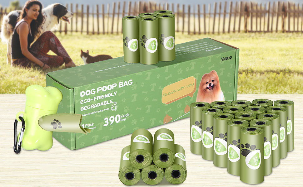 Viesap Kotbeutel, 390er Pack Hundekotbeutel mit Beutelspender Hundekotbeutel Maisstärke ...