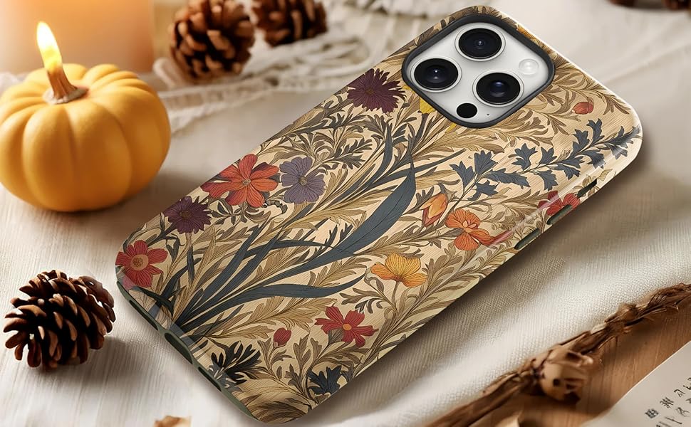 Amazon.com: Mainrenka Blue Floral Art Phone Case for iPhone 15 Pro Max, Vintage Cute Aesthetic ...