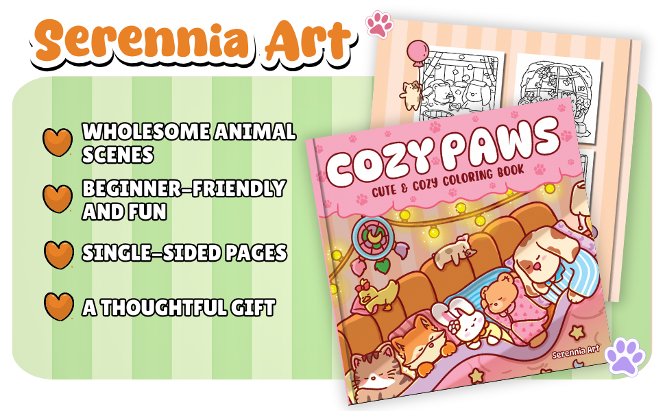 Amazon.com: Cozy Paws - A Relaxing Coloring Book for Adults & Teens: Sweet Animal Friends Living ...