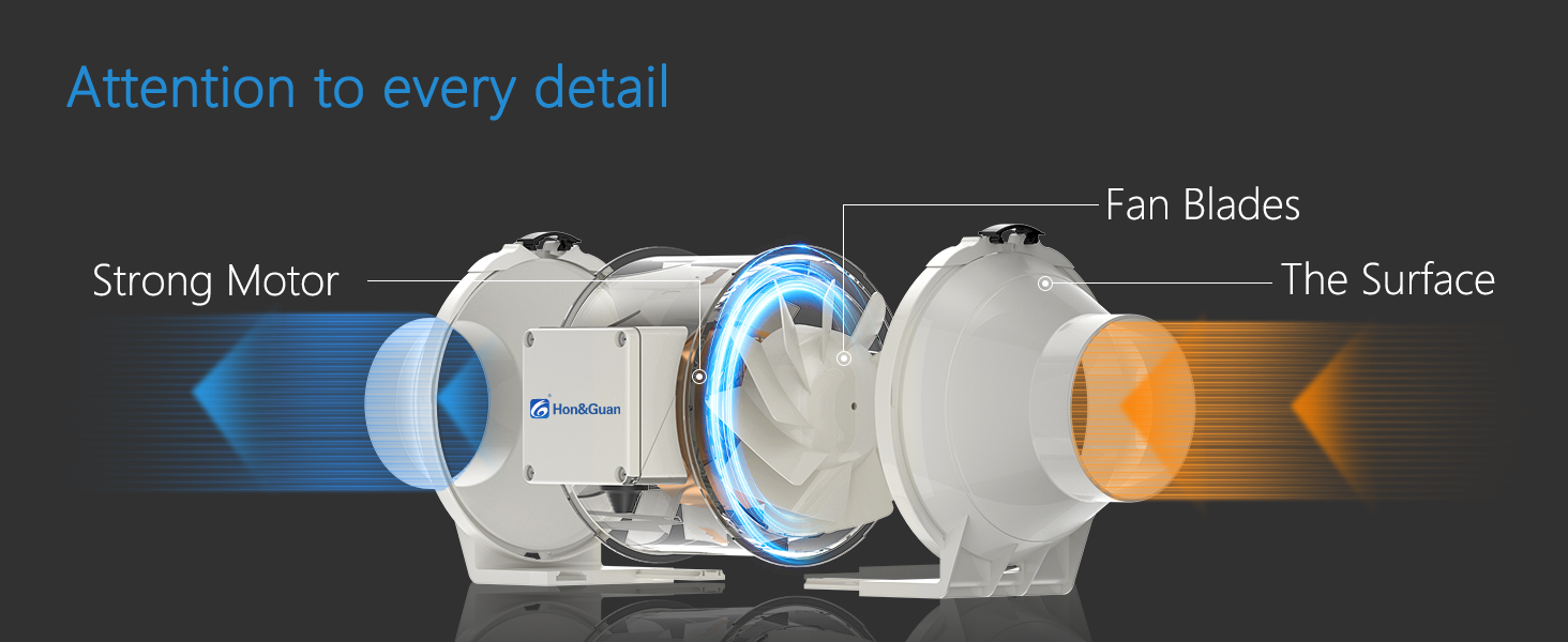 Hon&Guan Rohrventilator 100mm Leise, Rohrlüfter mit EU-Stecker, Einstellbarer Hoher und ...