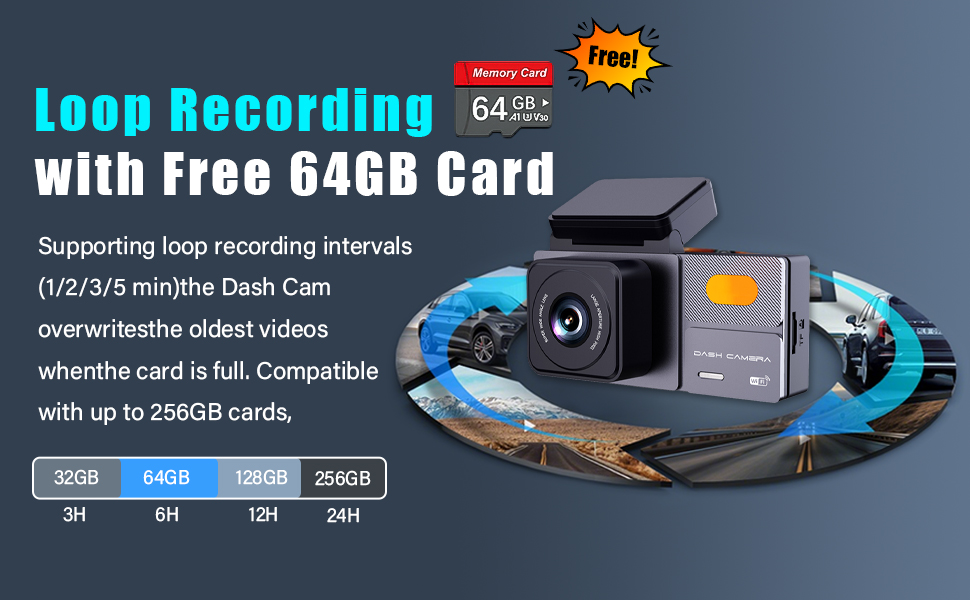 Amazon.com: YIDJOFJ Dash Cam Front Rear Camera for Cars,4K Dual Cam 64GB WiFi/GPS,4" Touchscreen ...