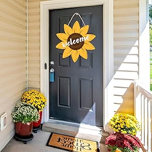 Amazon.com: Sunflower Door Hanger, Summer Welcome Sign for Front Door ...