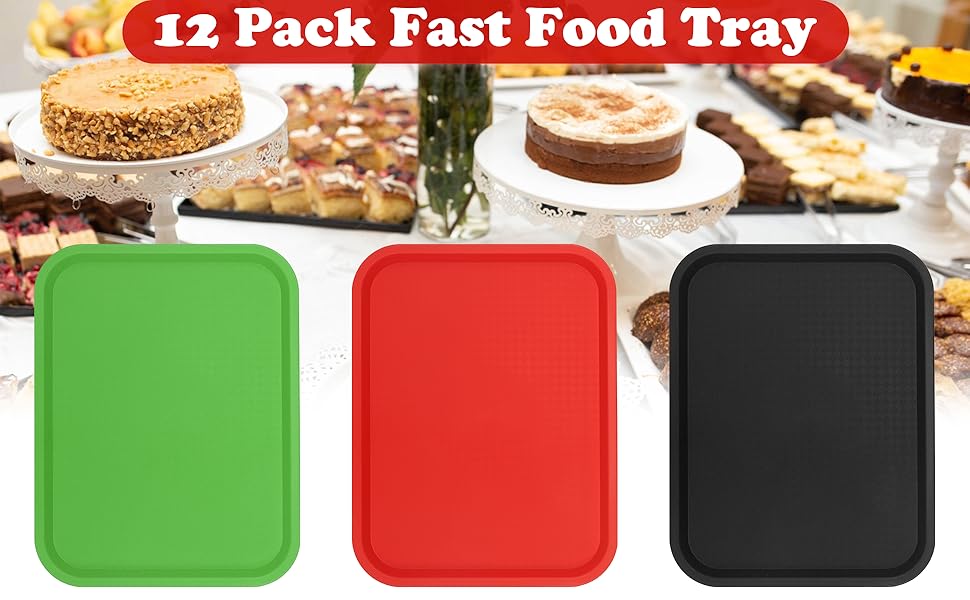 Amazon.com: Fast Food Tray,12 Pack Plastic Serving Tray, Restaurant ...
