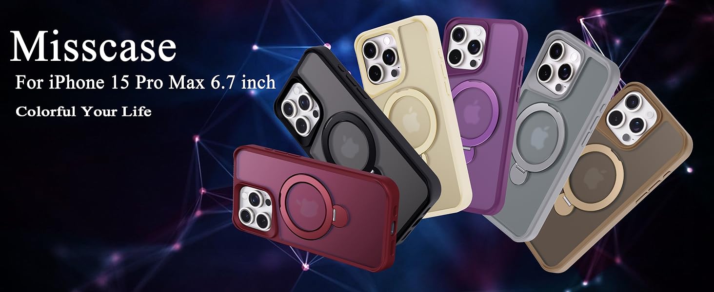 Amazon.com: Misscase Ring Stand for iPhone 15 Pro Max Case Compatible with MagSafe,[Military ...