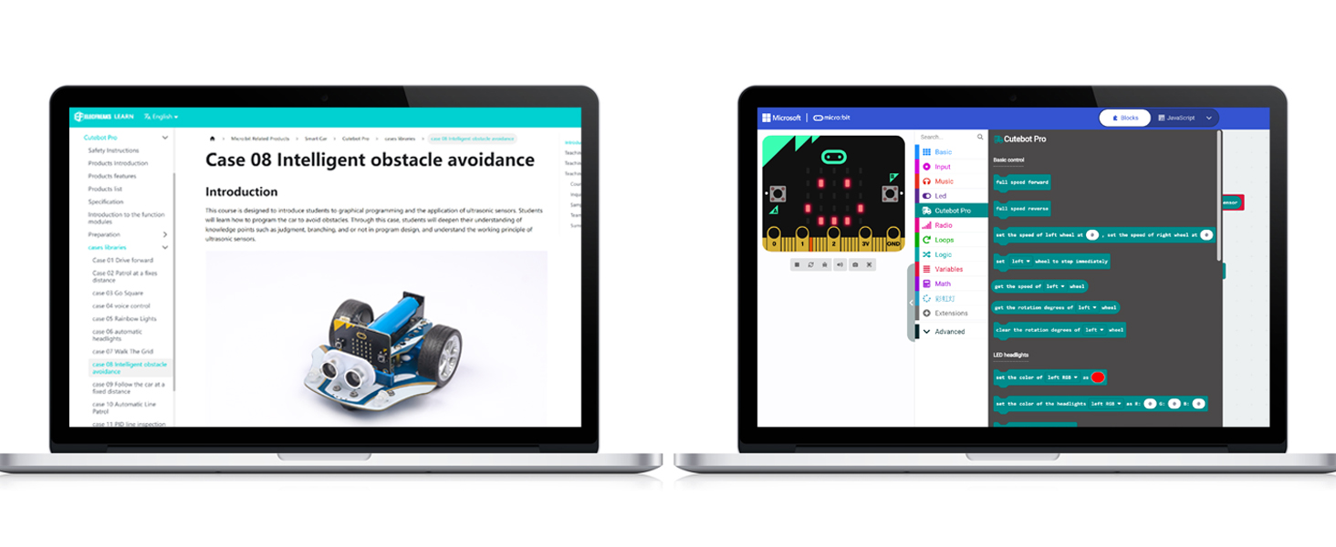 Amazon.com: ELECFREAKS microbit Starter Kit Cutebot Pro DIY Programmable Robot Car Kit with 4 ...