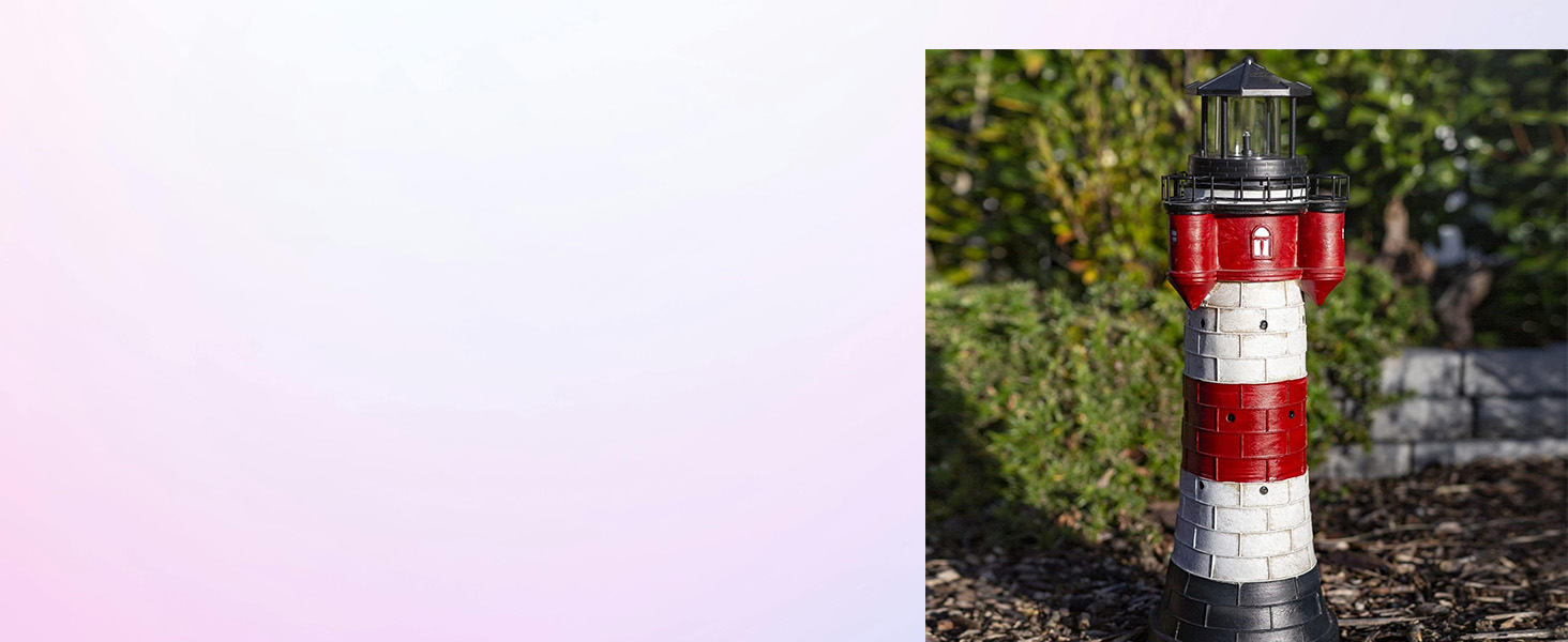 colourliving Leuchtturm Ersatzkopf blinkend für Deko Solar Leuchttürme Roter Sand 50 cm und ...