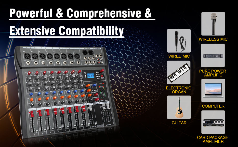 Amazon.com: 8-Channel Wireless Audio Mixer,Professional DJ Equipment ...