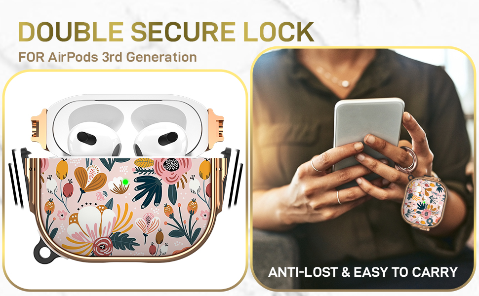 Amazon.com: Maxjoy for AirPod 3rd Generation Case with Lock, Flower AirPod 3 Case Hard ...