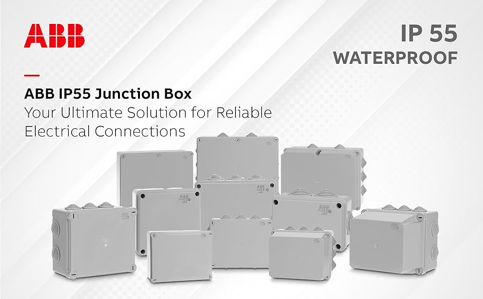 ABB IP55 Junction Box • Waterproof Electric Cable Connector Unit • Cable Glands Included ...