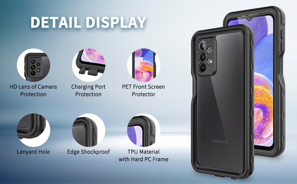 Amazon.com: for Samsung Galaxy A23 5G Case, Waterproof Phone Case with Built-in Screen Protector ...