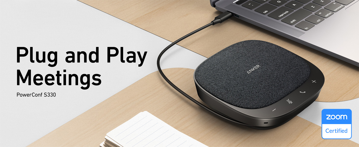 Anker PowerConf S330 USB Conference Speaker for Home Office, Smart Voice Enhancement, Plug and ...