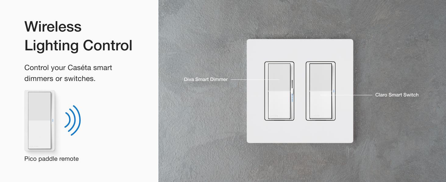 Lutron Paddle Pico Remote for Caseta Smart Dimmers/Switches, On/Off Control, for Table Top or ...
