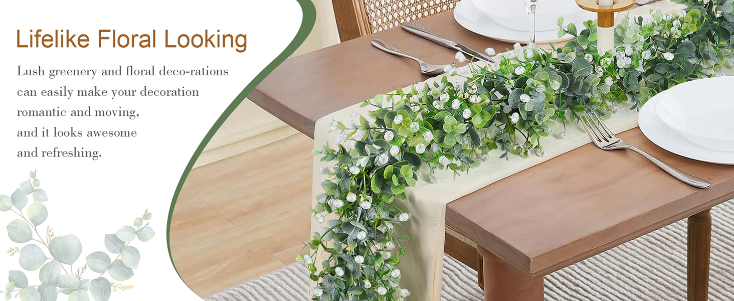 Amazon.com: SOMYTING Artificial Eucalyptus Garland 2 Packs 6Ft Faux Eucalyptus Garlands ...