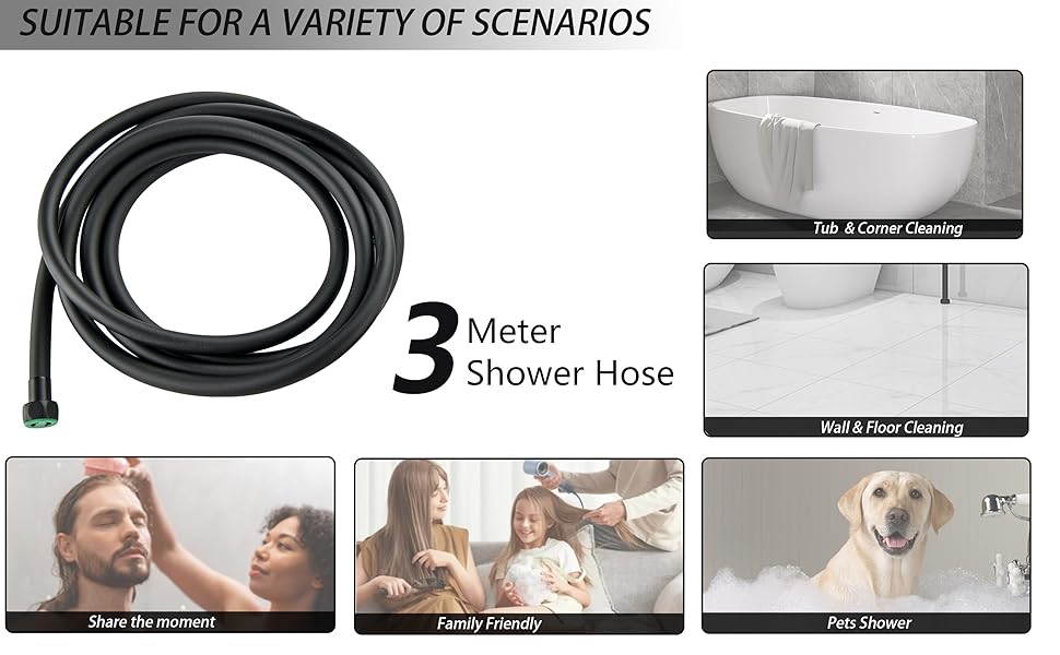 DOUBLUOEG Dual Shower Head for Couples with 5 Spray Modes High Pressure Double Tandem Shower ...