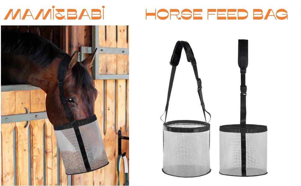 Amazon.com: MAMI&BABI Horse Feed Bag Grain-Heavy Duty Mesh Feed Bucket-Horse Muzzle Feed Bag ...