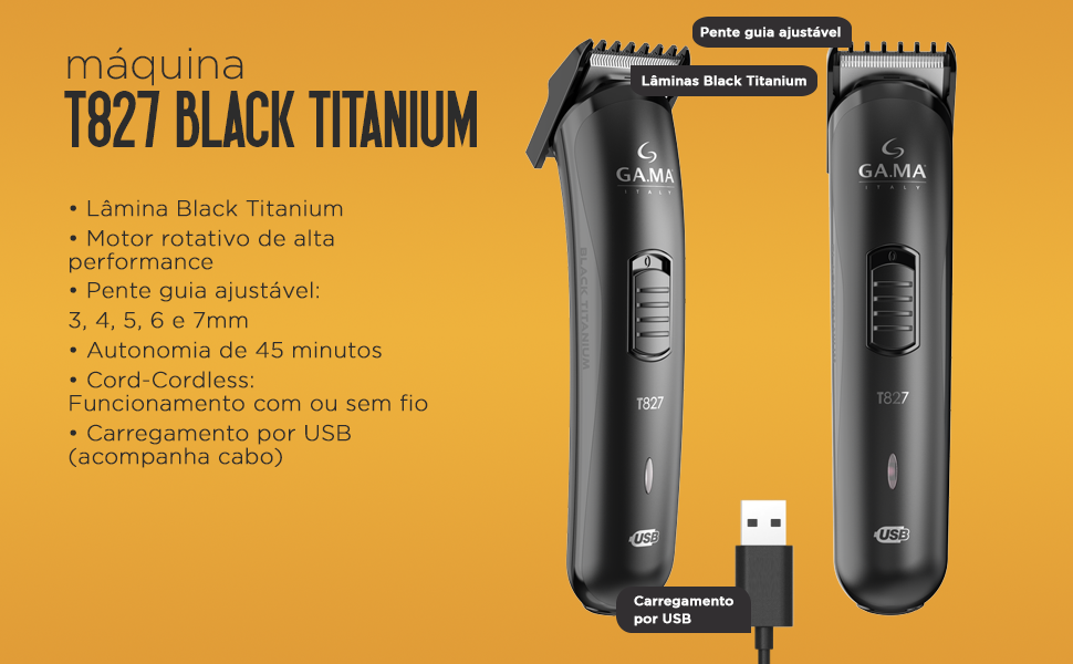 GA.MA ITALY Máquina de Acabamento T827 Black Titanium Bivolt : Amazon.com.br: Beleza