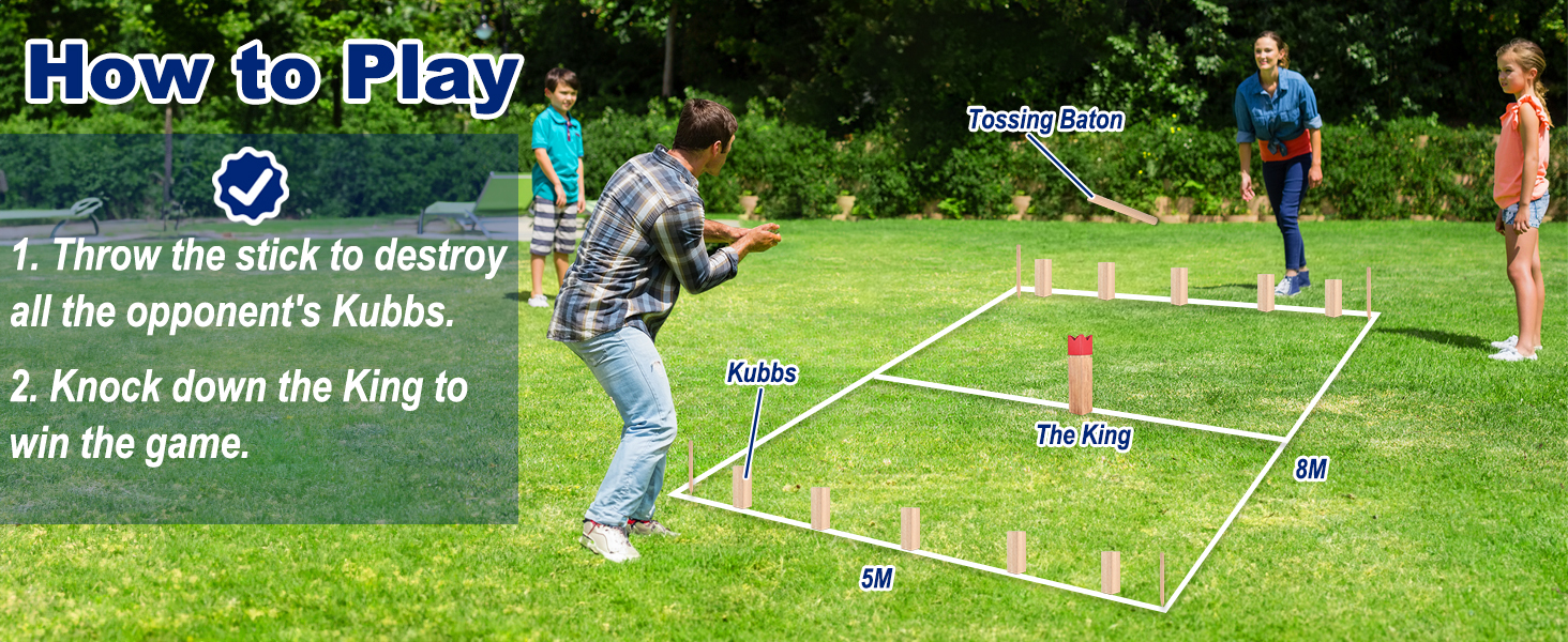 Amazon.com : Faburo Large Kubb Yard Game Set with Carrying Bag, Yard Games Set Viking Chess ...