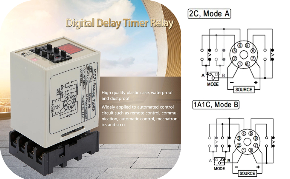 Delay Timer Relay, Digital Delay Timer Relay AH3-DM Dual Mode 0.01S-99H LED Display 12/24/110 ...