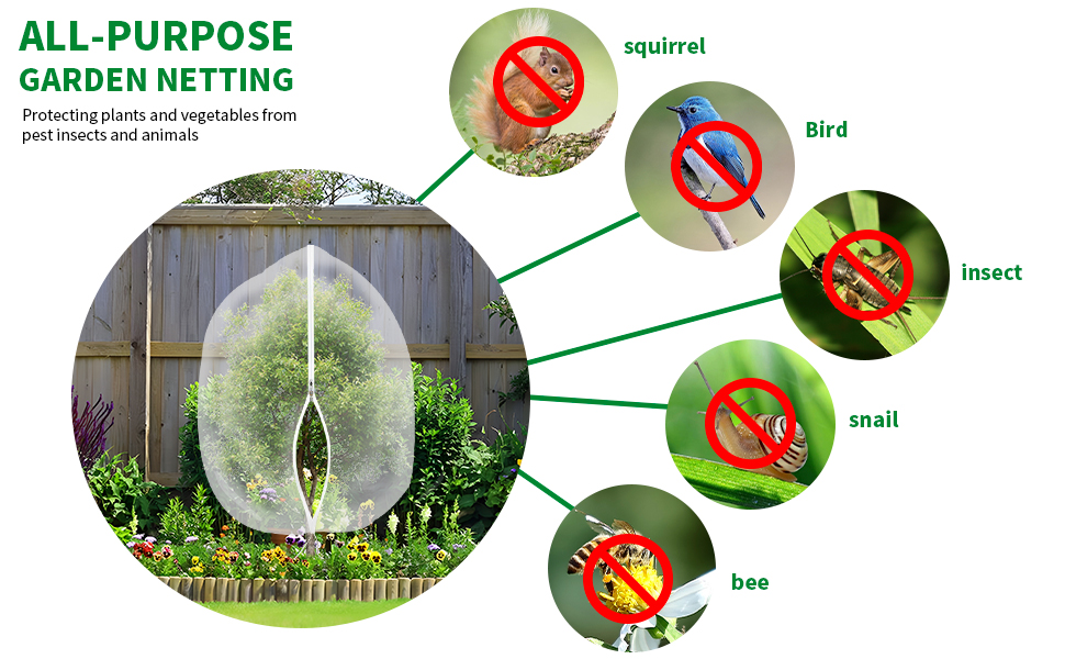 Amazon.com : afzdby Large Garden Mesh Netting with Zipper and Drawstring,Plants Cover Protection ...