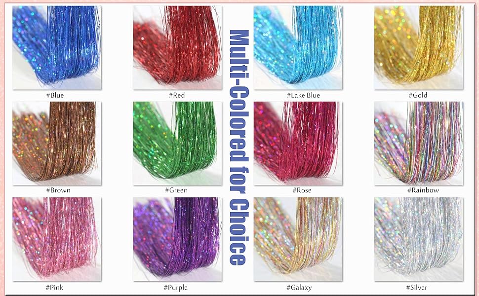 Amazon.com : CelineBella Blue Hair Tinsel Tool Kit Fairy Hair Tinsel Extensions Heat Resistant ...