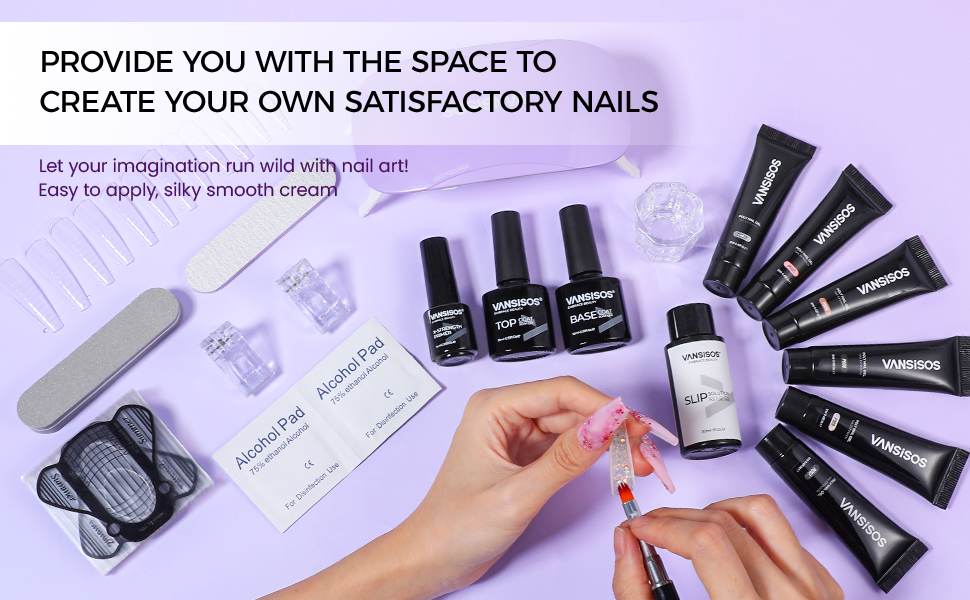 Amazon.com: VANSISOS Poly Gel Nail Kit: 6 Clear Colors Poly Extension Gel Nail Starter Kits with ...