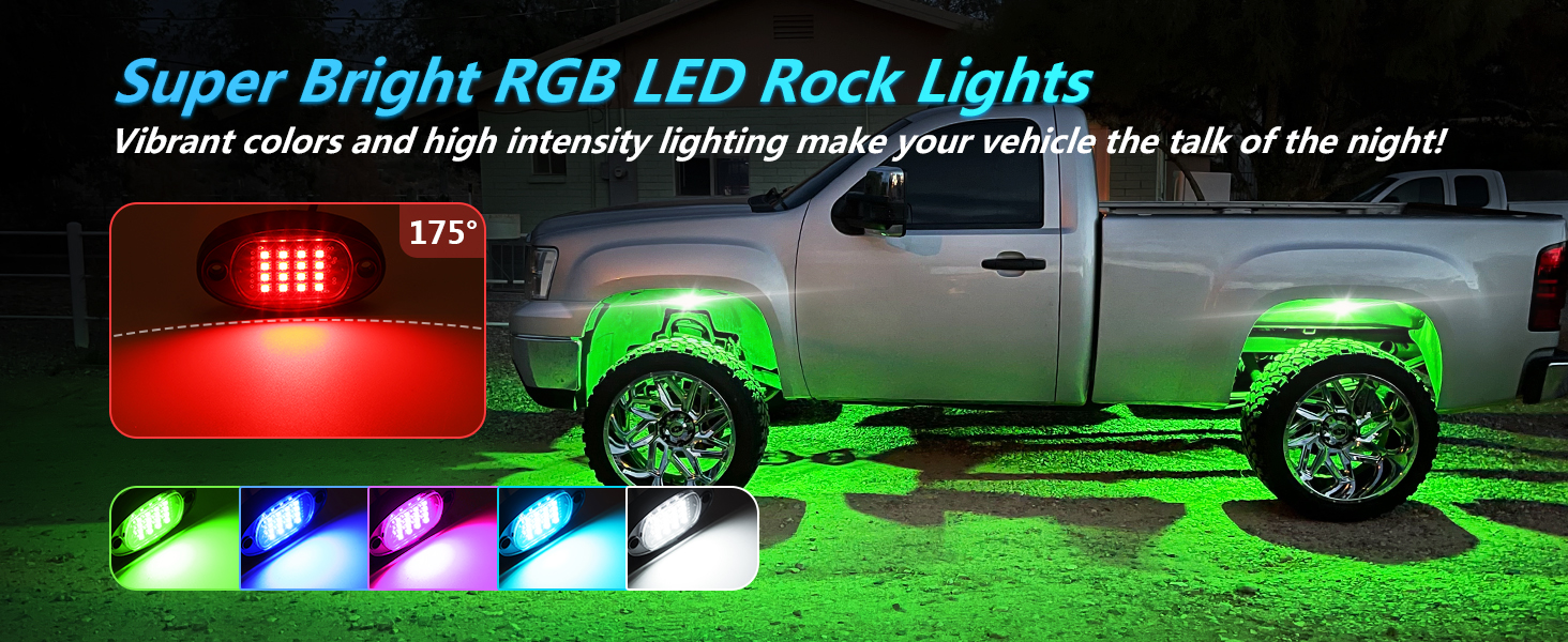 Amazon.com: ZONECONA 16Pods Segmented RGB LED Rock Lights Kit with APP/RF Remote Control ...