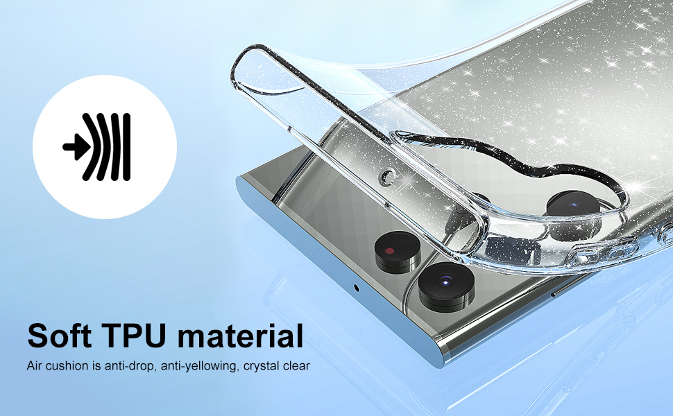 Amazon.com: KSWOUS Glitter Case for Samsung Galaxy S23 Ultra with Soft Screen Protector[2 Pack ...