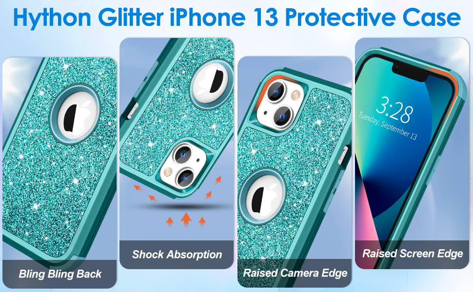 Amazon.com: Hython Case for iPhone 13 Case Glitter, Cute Sparkly Shiny Bling Sparkle Cover ...