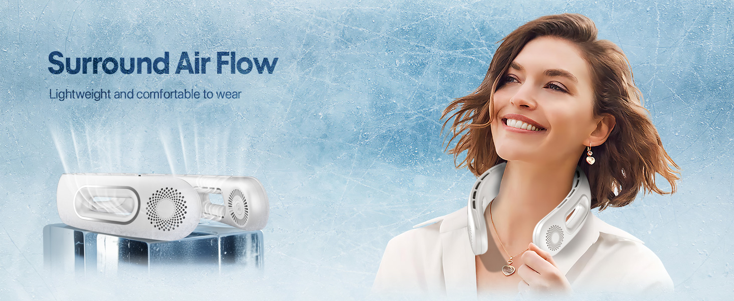 Amazon.com: okk Portable Neck Fan,360 Cooling Neck Fans Portable Rechargeable with 5200mAh ...