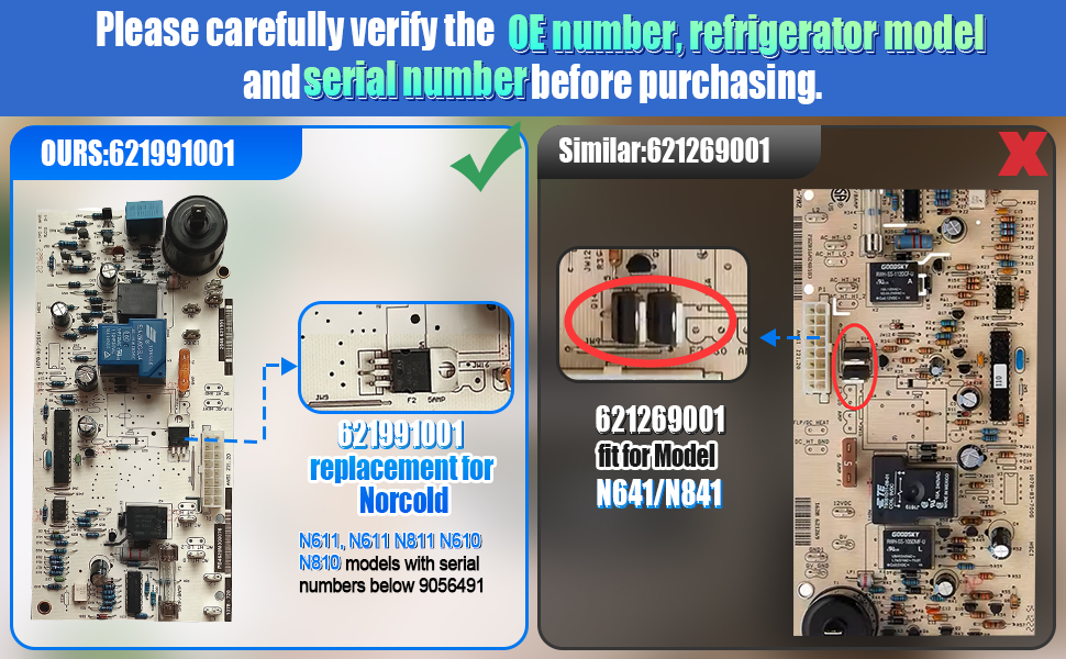 Amazon.com: 621991001 RV Refrigerator Power Control Circuit Board Compatible with Norcold N611 ...