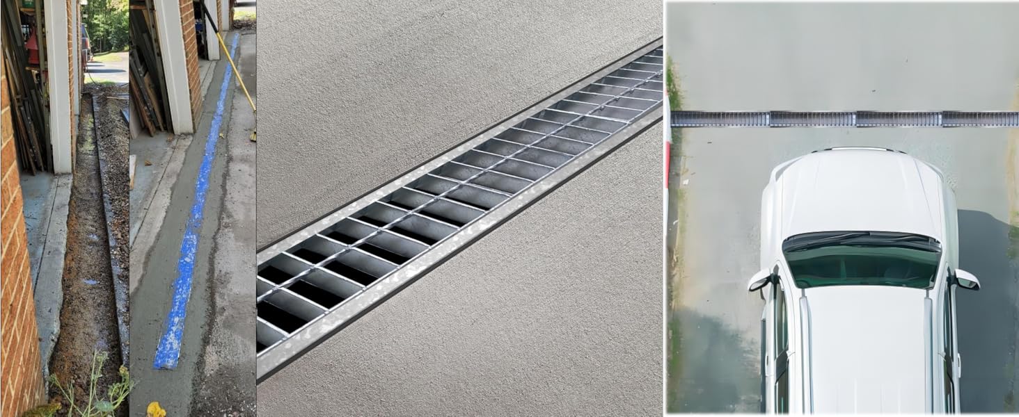 MASSLUNT 304 Stainless Steel Channel Drain with Galvanized Steel Drain ...