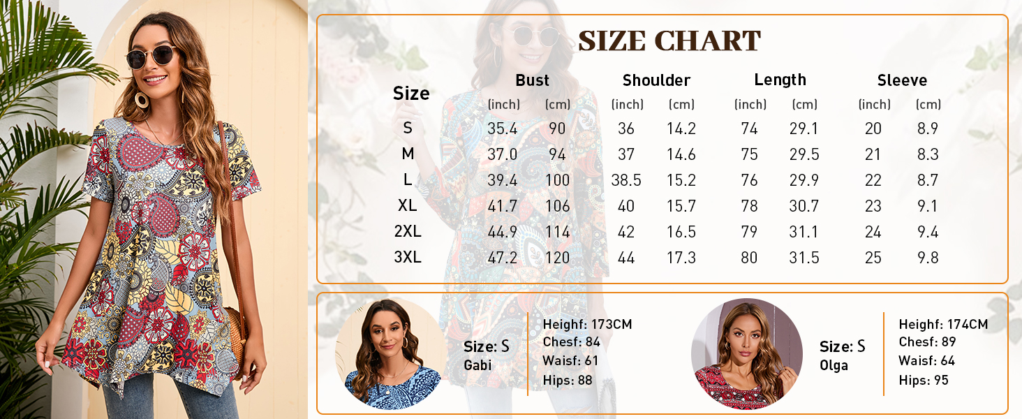 Enmain Womens Tunic Top 3/4 Long Sleeve Tunics for Women UK Plus Size Round Neck Longline Tops ...