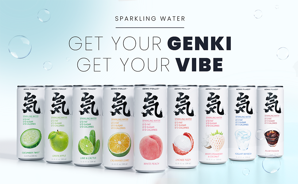 Amazon.com: GENKI FOREST Flavored Sparkling Lychee Fizzy, 0 sugar, 0 calories, 100% flavor, 11. ...
