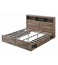 Amazon.com: ACCOHOHO Farmhouse Full Size Wood Bed Frame with 52" Tall Storage Headboard and 4 ...