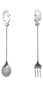 Amazon.com | Pinenjoy 12Pcs Shovel Spoons and Fork Set 18/10(304) Stainless Steel Spade Shape ...